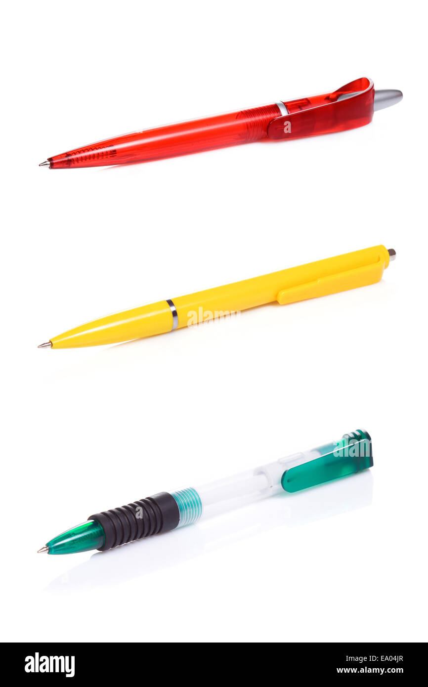 isolated three pens at white Stock Photo - Alamy