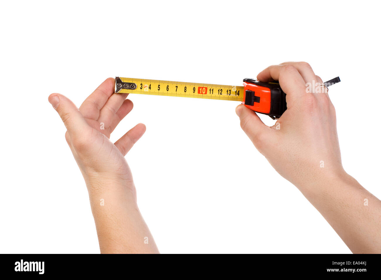 isolated hands holding tape measure Stock Photo - Alamy