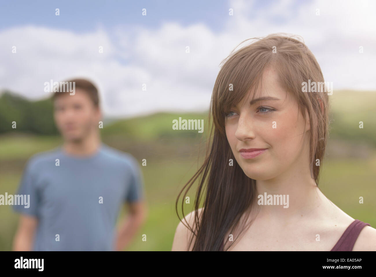 Looking away standing close up communication hi-res stock photography ...
