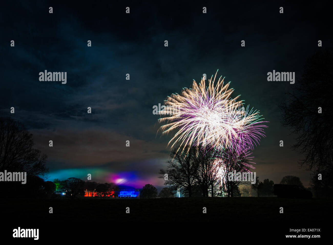 Firework display at Boughton House, Kettering Stock Photo - Alamy