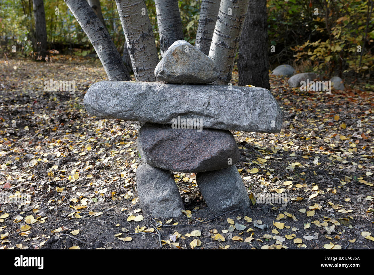 inuksuk stone cairn landmark Saskatchewan Canada Stock Photo - Alamy