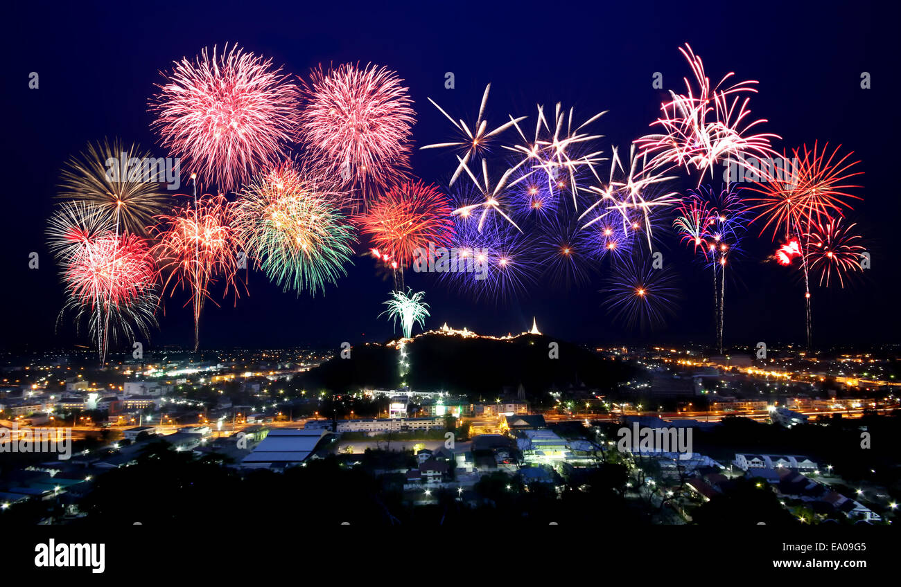 Big firework over the city Stock Photo - Alamy