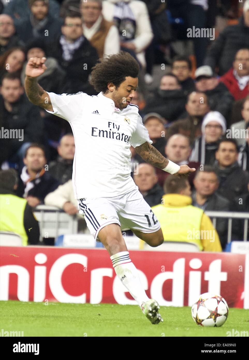 Madrid, Spain. 4th Nov, 2014. Marcelo in action during the UEFA ...