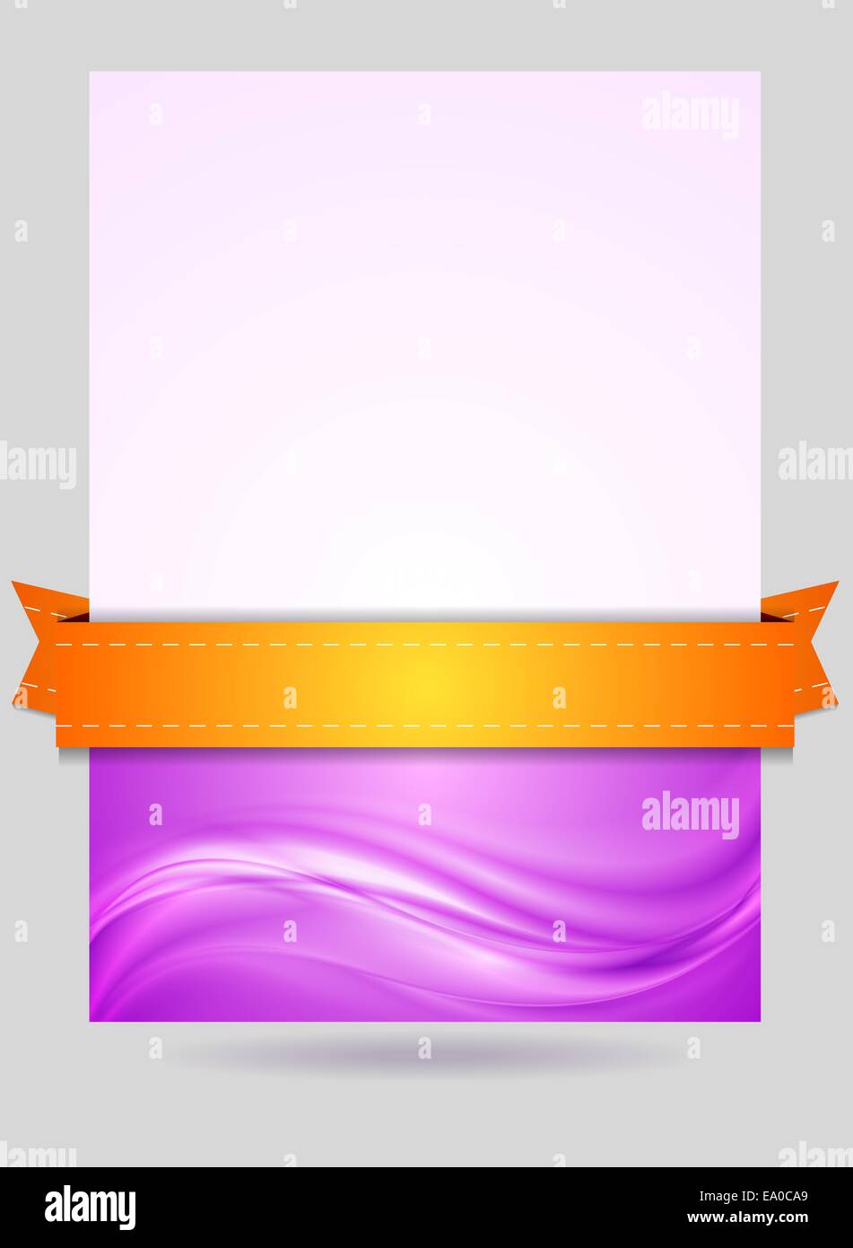 Wavy flyer design with orange ribbon. Vector background Stock Photo - Alamy