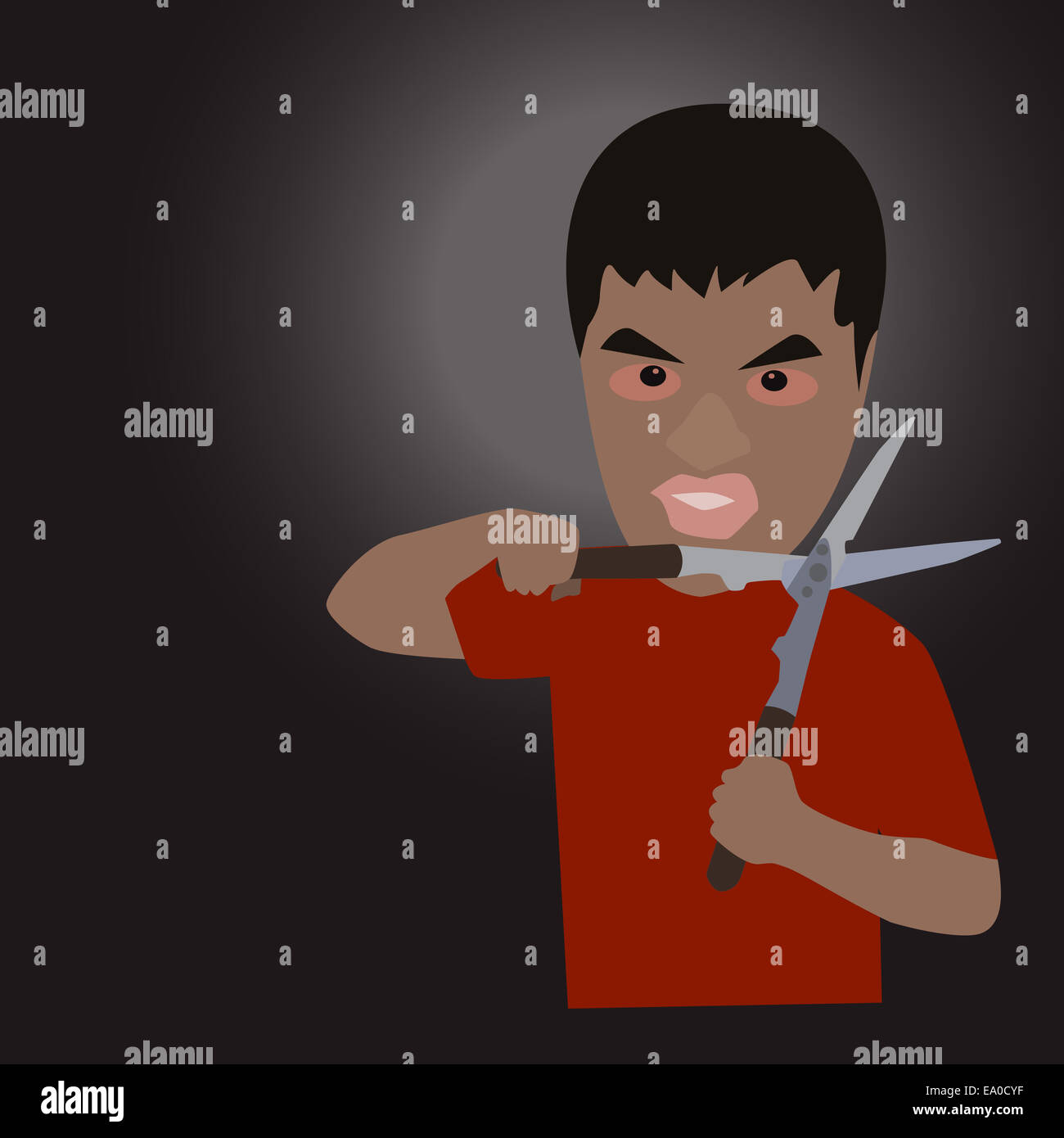 Illustration man with scissors Stock Photo - Alamy