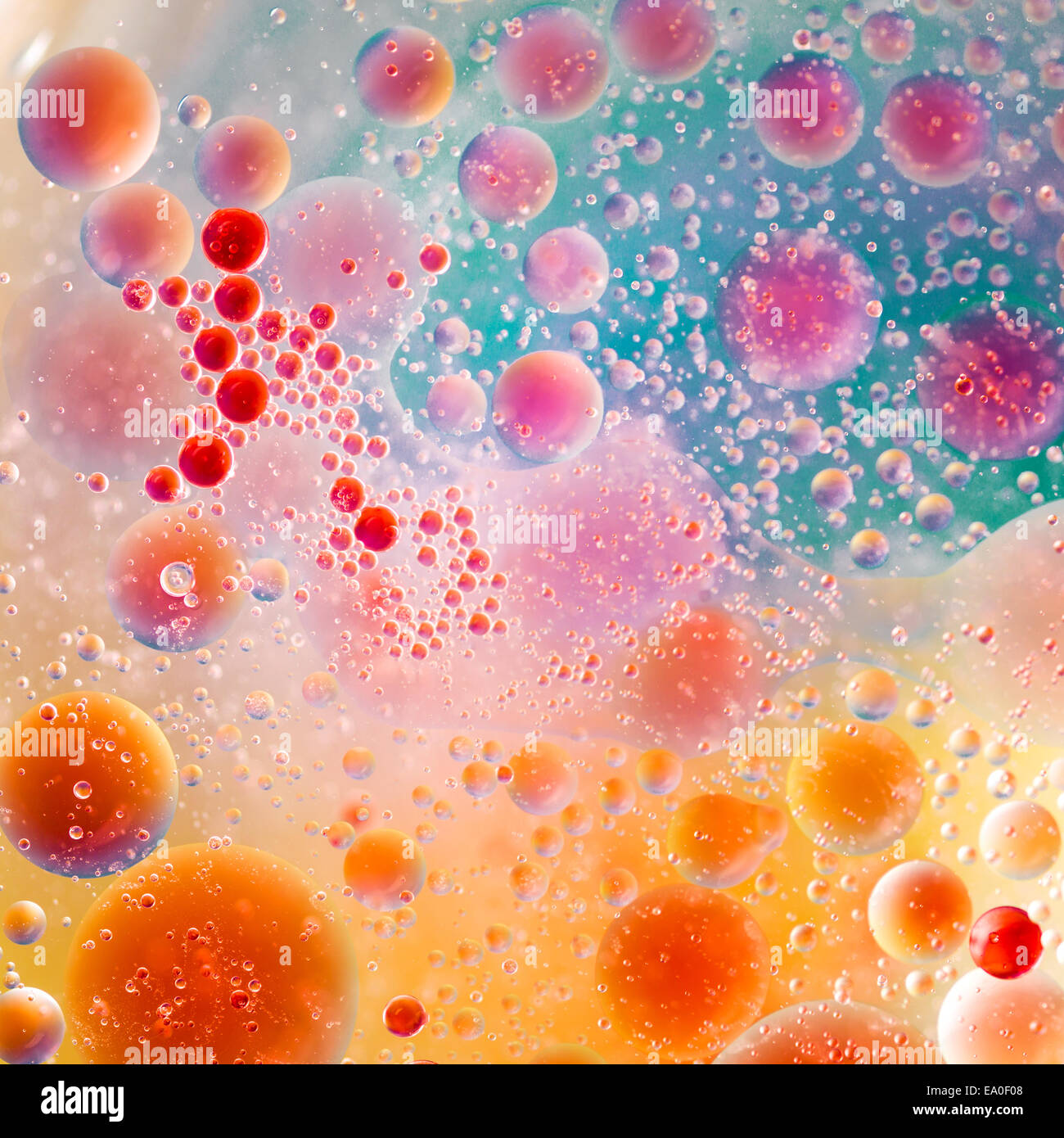 oil drops on water surface with colorful gradient background Stock ...