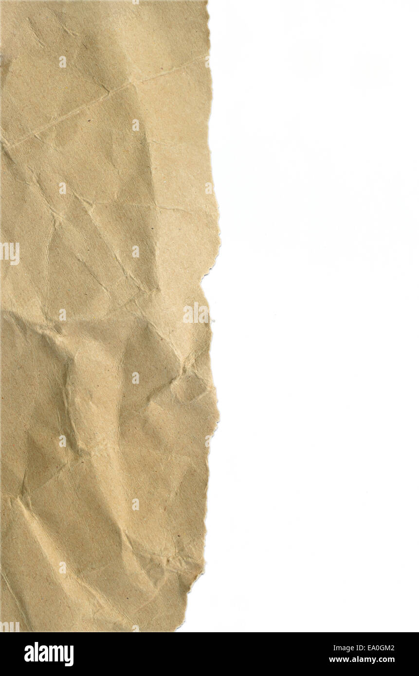 torn crumpled brown paper isolated on white background Stock Photo - Alamy
