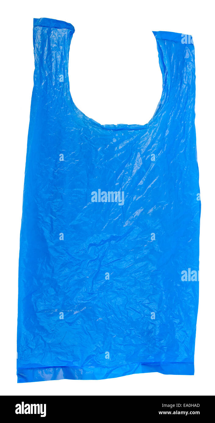 Blue plastic shopping bag Stock Photo - Alamy