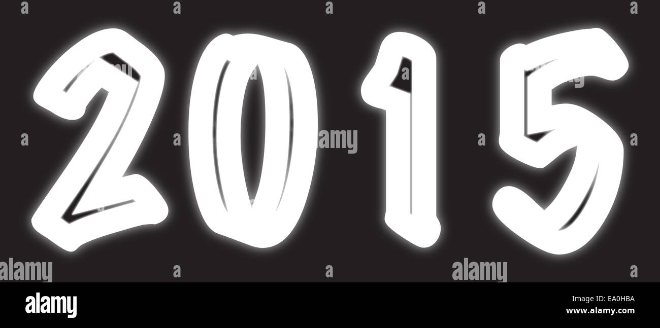 A 2015 glowing symbol isolated on a black background Stock Photo - Alamy