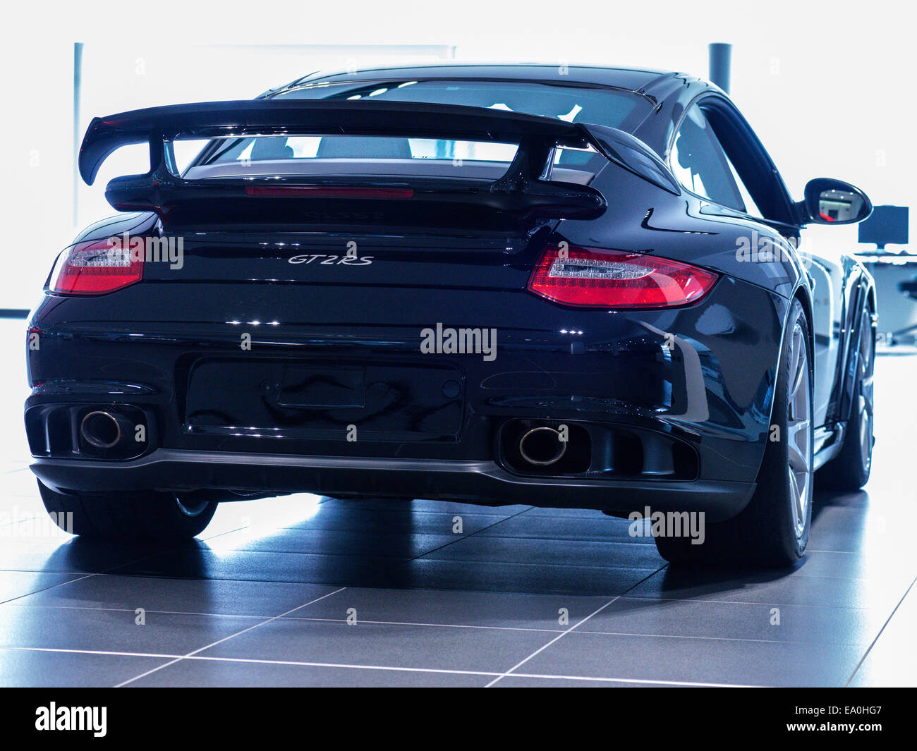 Porsche 911 GT2RS, black, rear view Stock Photo - Alamy