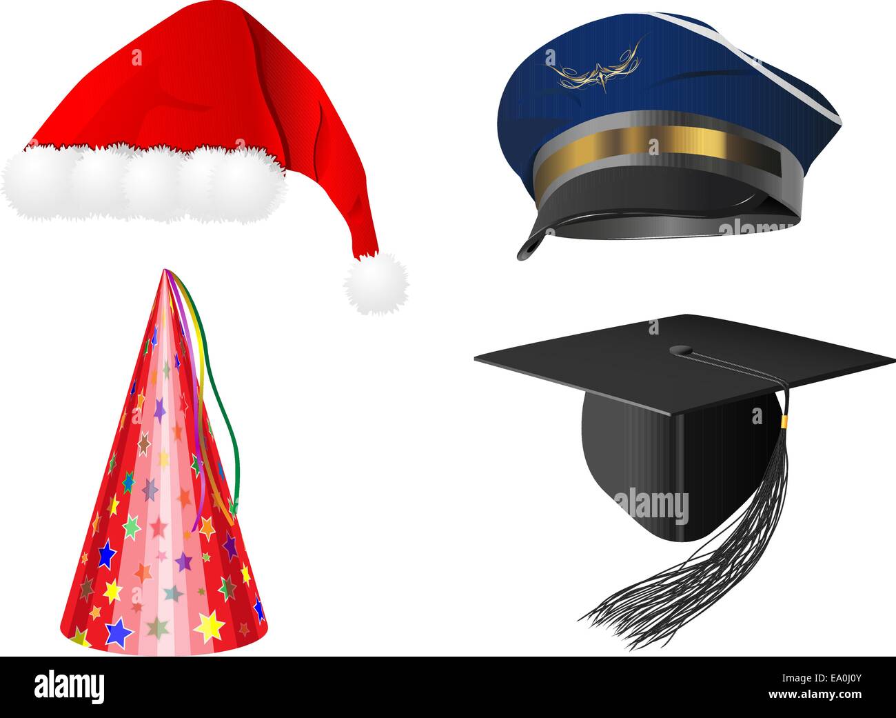 set of vector four various caps on white background Stock Vector Image ...