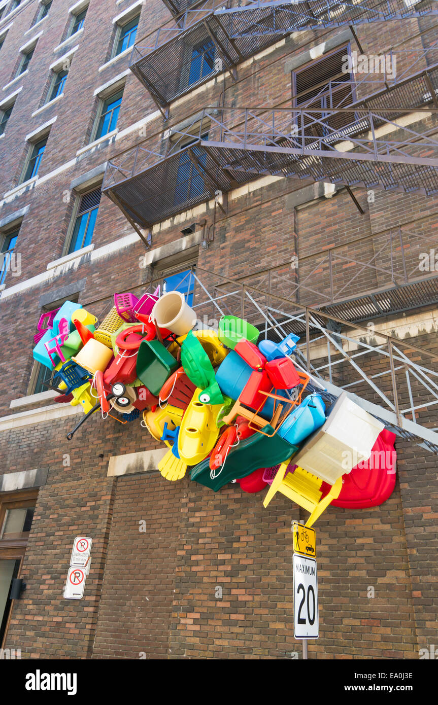 Public art a collection of coloured recycled plastic objects Quebec ...