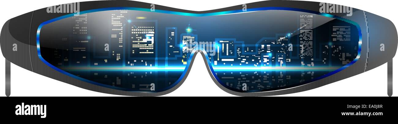 vector illustration of sunglasses with cityscape reflection,eps 10 file ...