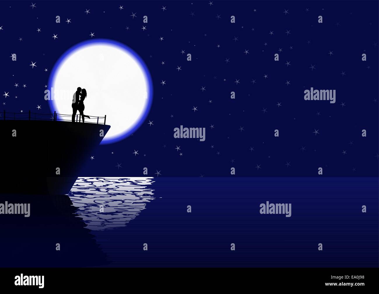 Love couple in moonlight hi-res stock photography and images - Alamy