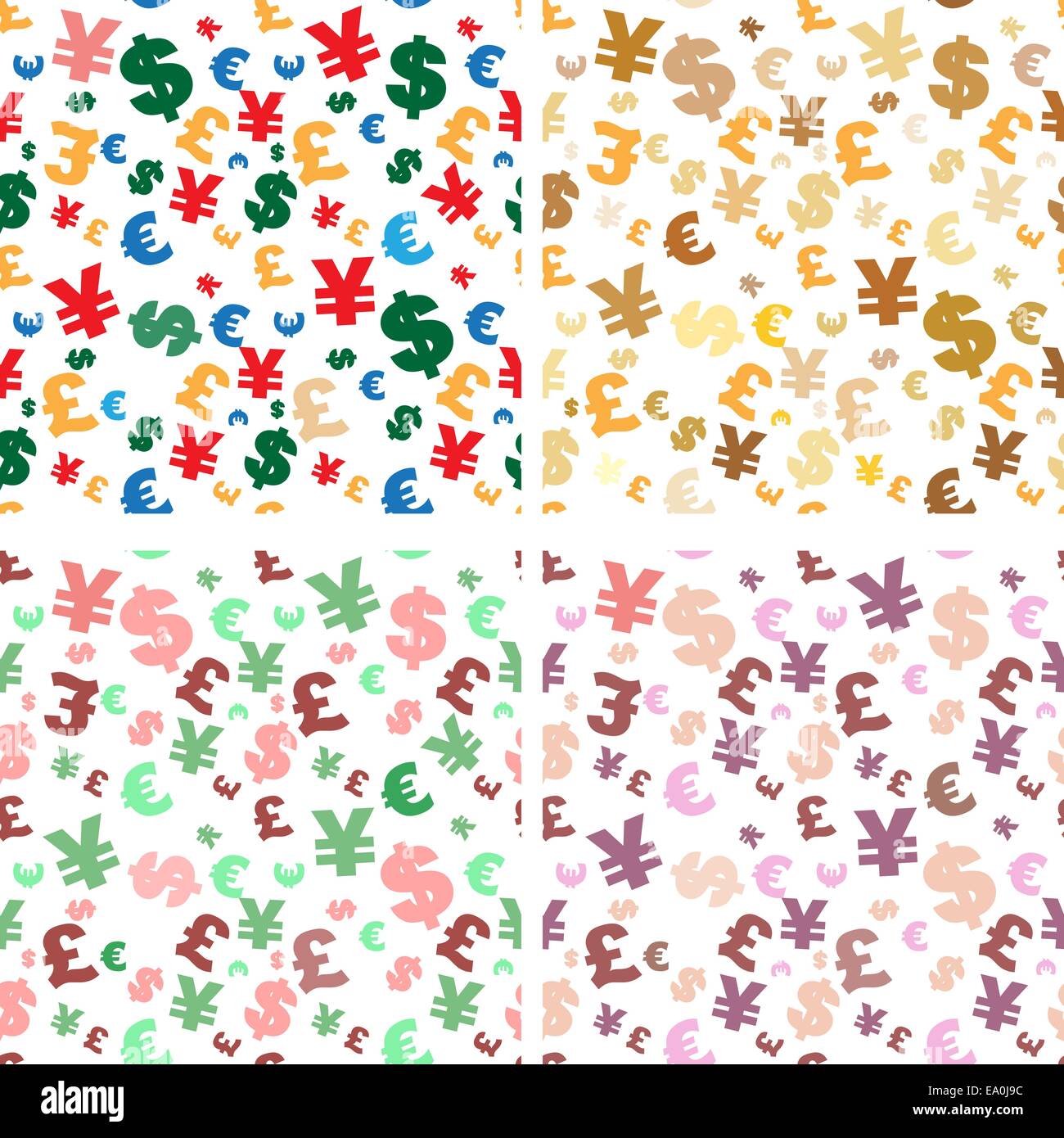 vector set of four seamless different shades currency symbol ...