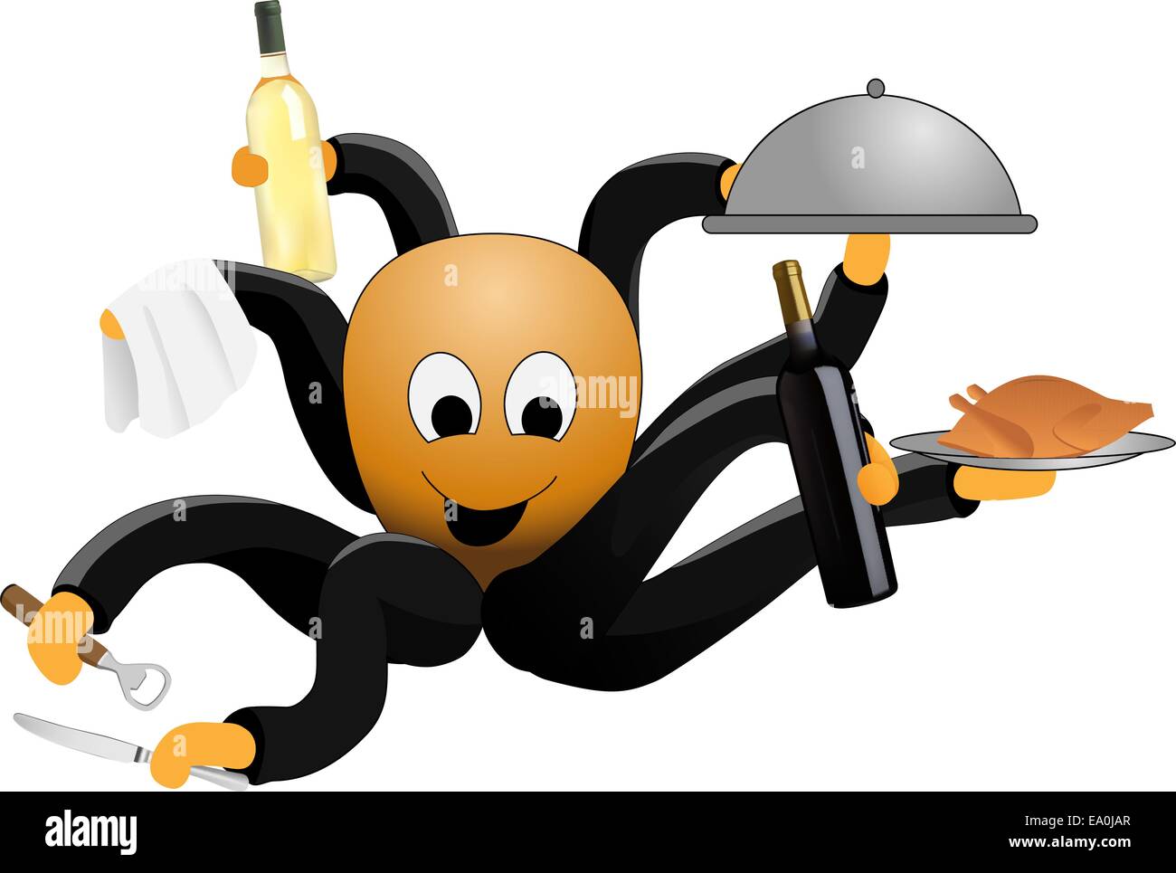 vector octopus waiter isolated on white background Stock Vector Image ...