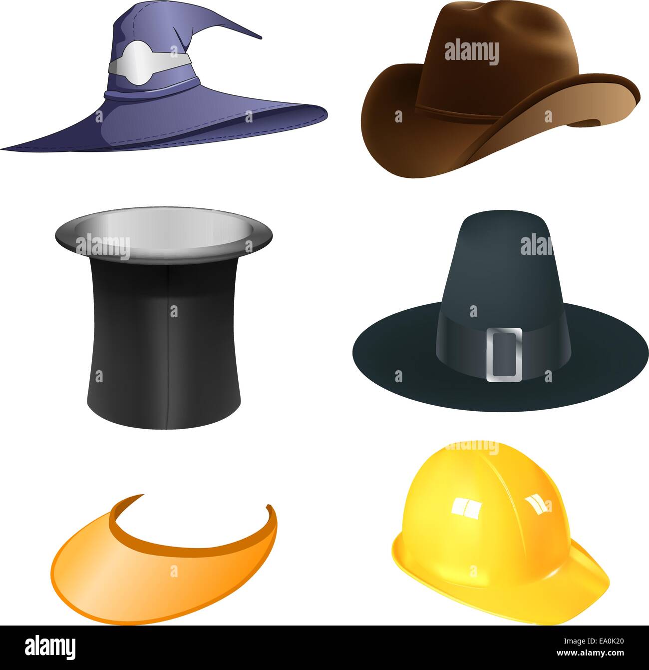 set of six vector various hats Stock Vector Image & Art - Alamy