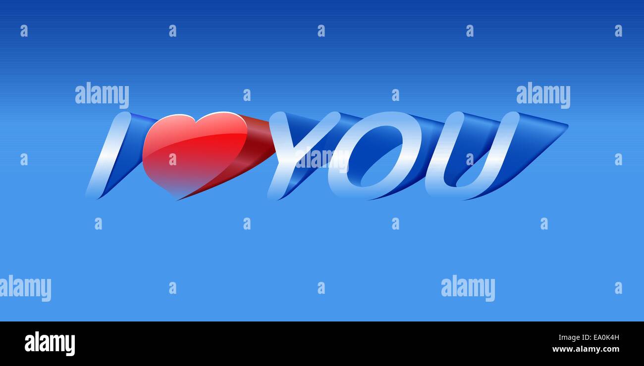 vector love message on blue background, eps10 vector, gradient mesh and ...