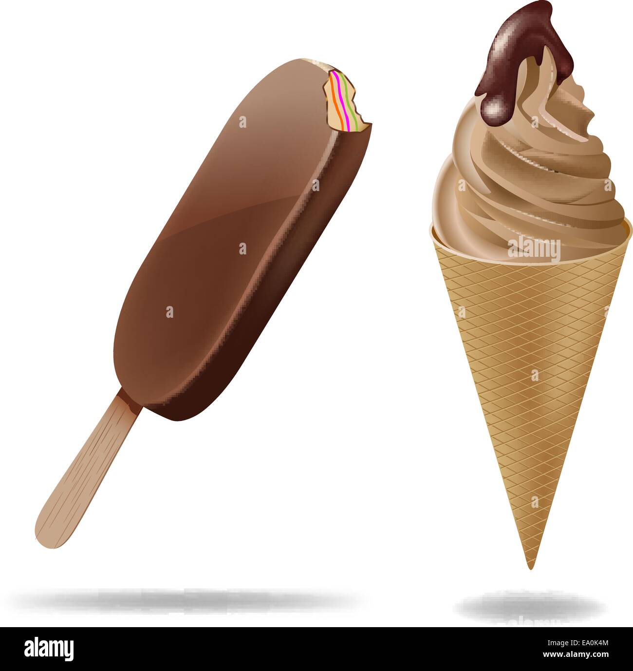 vector two tasty ice creams on white background, eps10 file, gradient ...