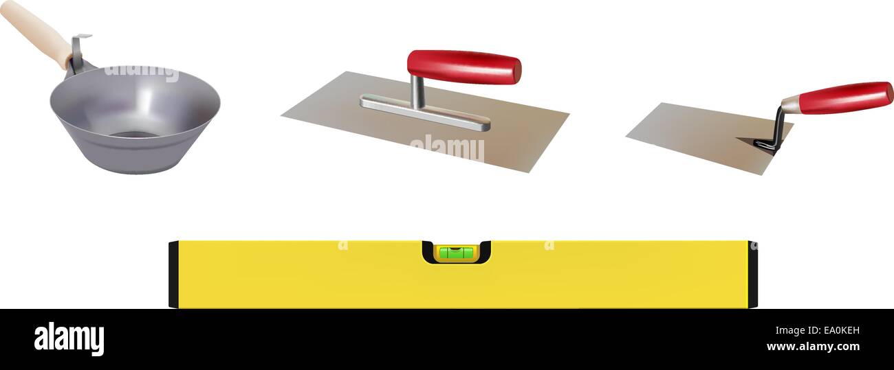 vector realistic masonry tools on white background Stock Vector Image ...