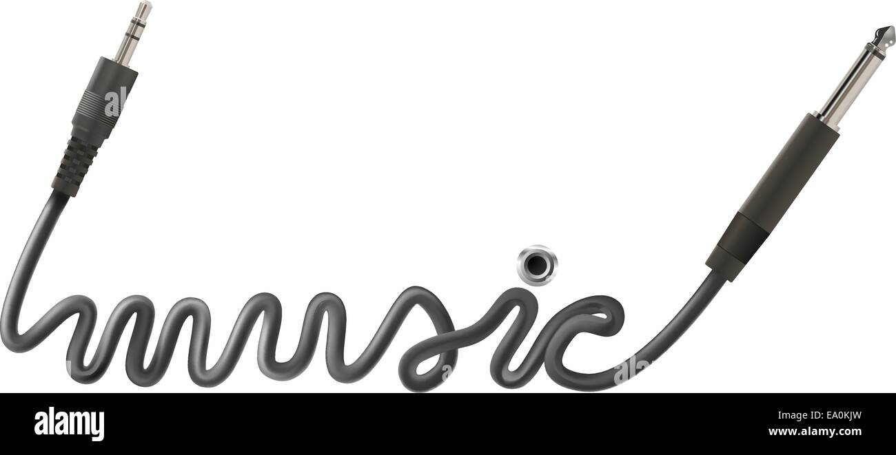 vector jack connectors with cable shaped in word music Stock Vector ...