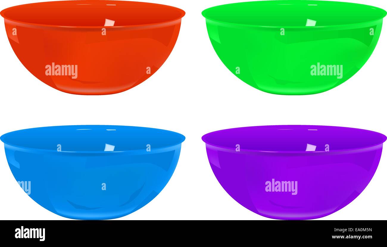 four vector plastic bowls various colors, gradient mesh used Stock ...