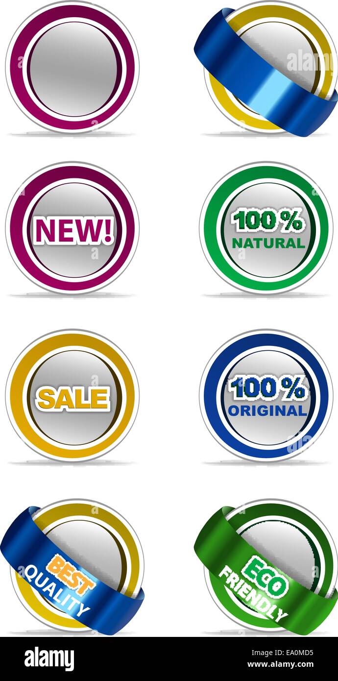 vector stickers set on white background, eps10 file, gradient mesh and ...