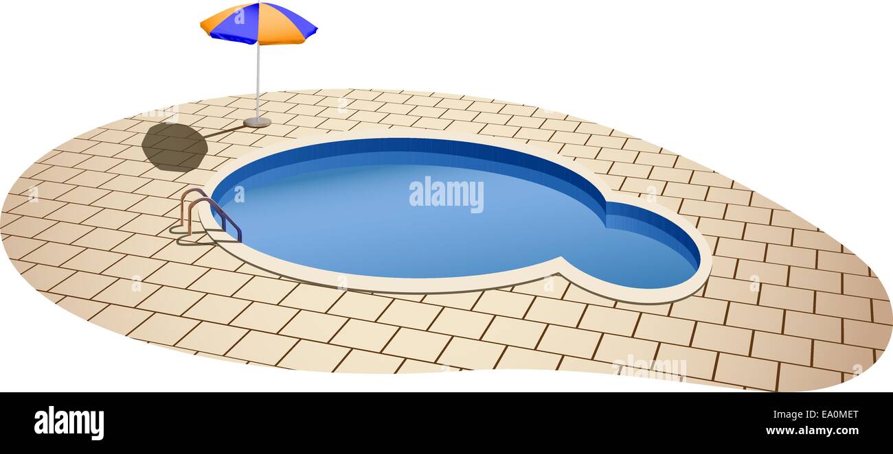 vector illustration of swimming pool and umbrella Stock Vector Image ...