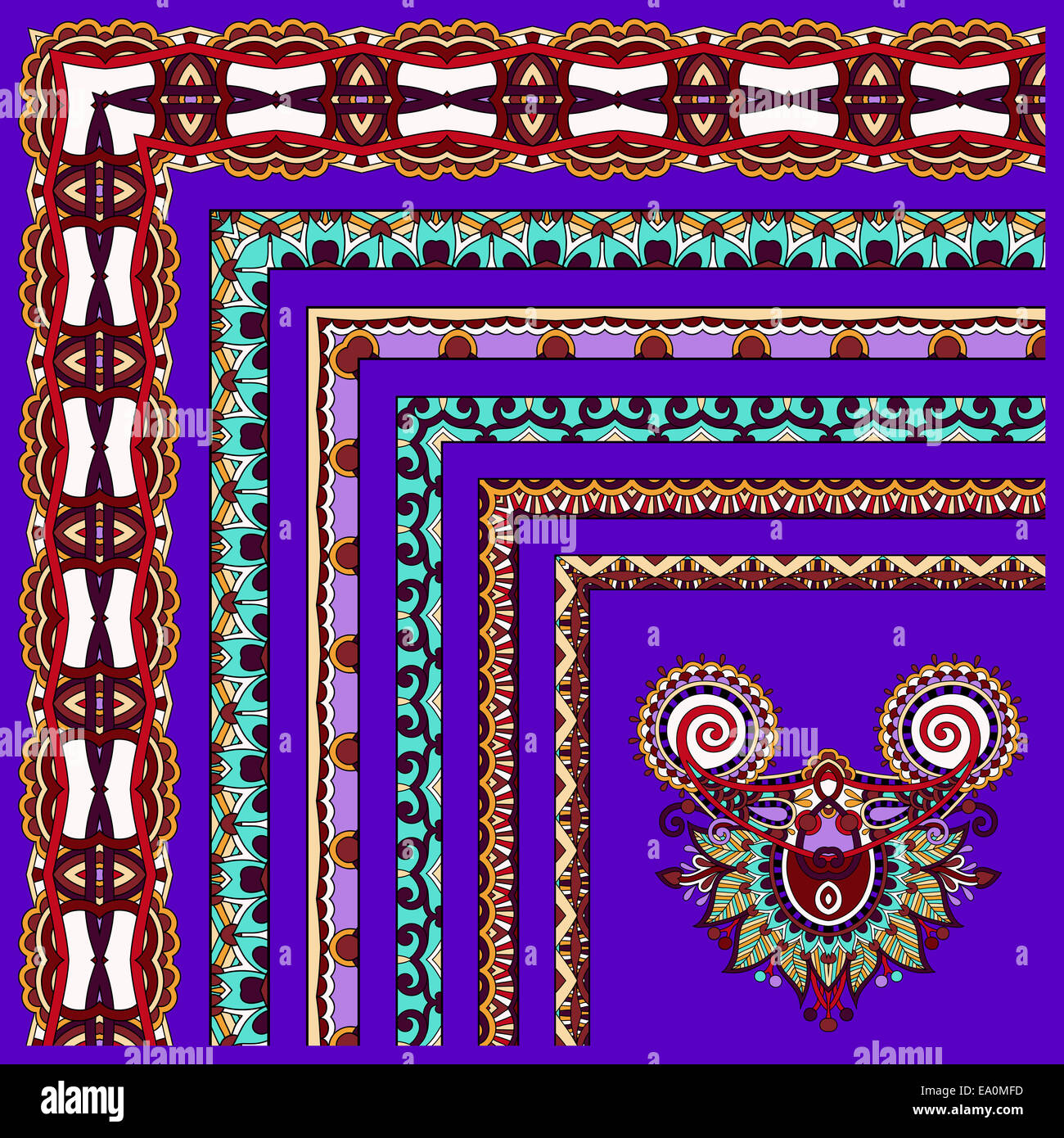 floral vintage frame design on violet colour background Stock Photo - Alamy