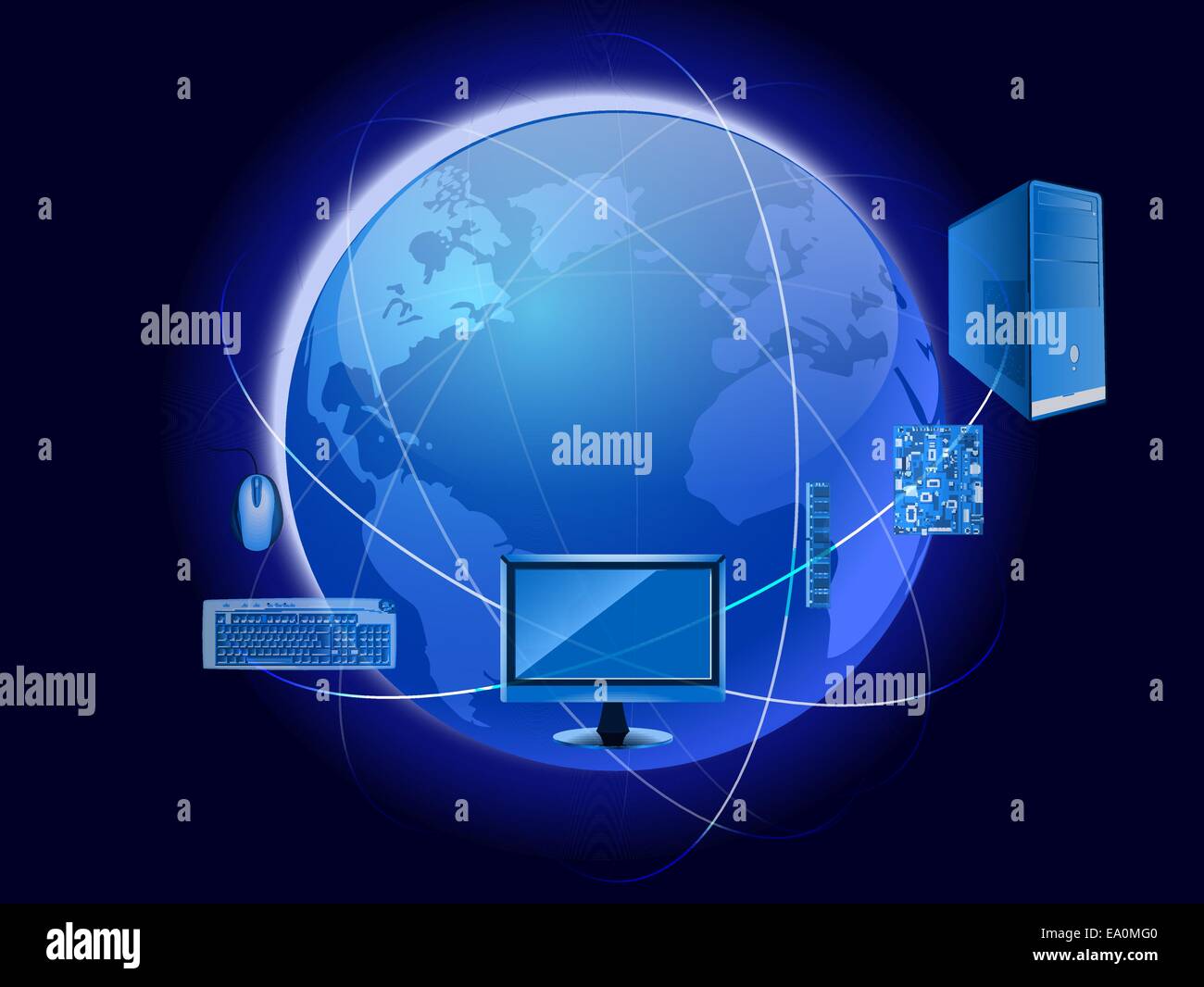 vector concept illustration of cyber tehnology world,eps10 vector ...
