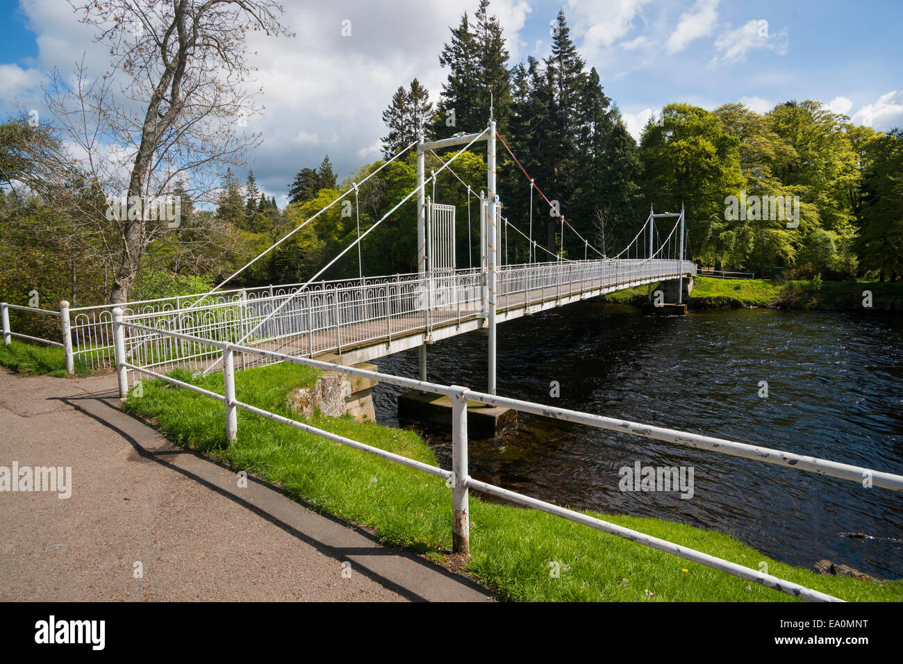 River Ness Islands walk, suspension bridge, Inverness, Highland region ...