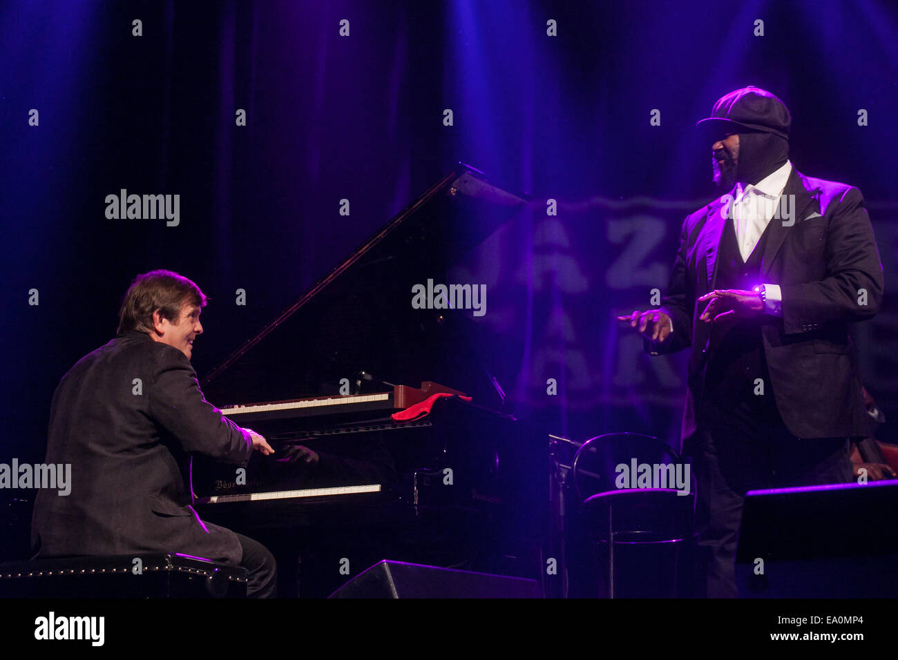 Gregory Porter (L) US jazz singer songwriter with Chip Crawford (R) on ...