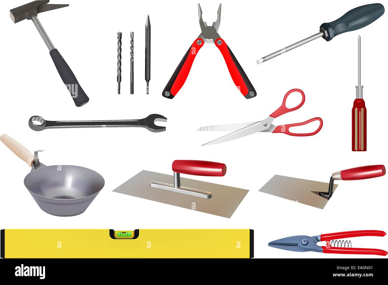 vector realistic various tool set on white background Stock Vector ...