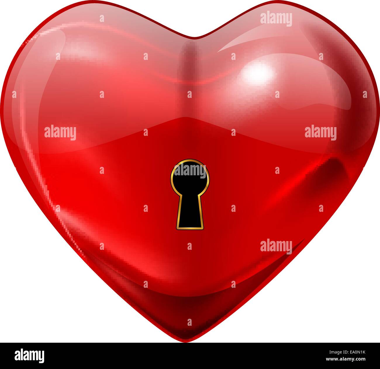 vector red glossy heart with lock hole, eps10 file, gradient mesh and ...