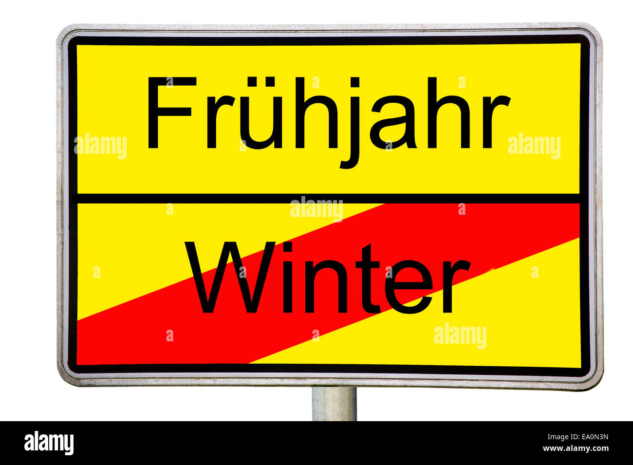 Spring Winter road signs Stock Photo - Alamy