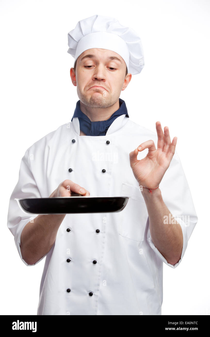chef holding pan Stock Photo - Alamy