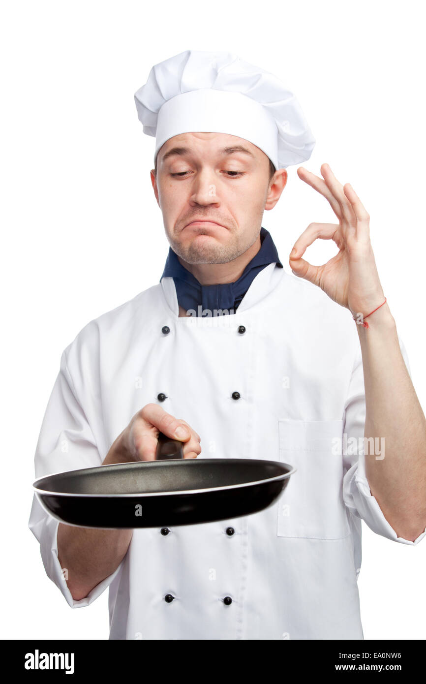 chef holding pan Stock Photo - Alamy