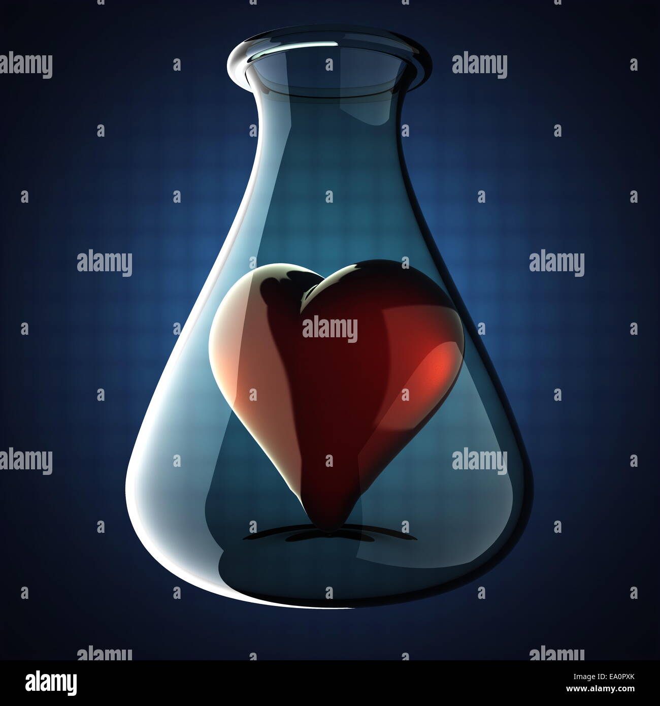 heart in Laboratory glassware on blue Stock Photo - Alamy