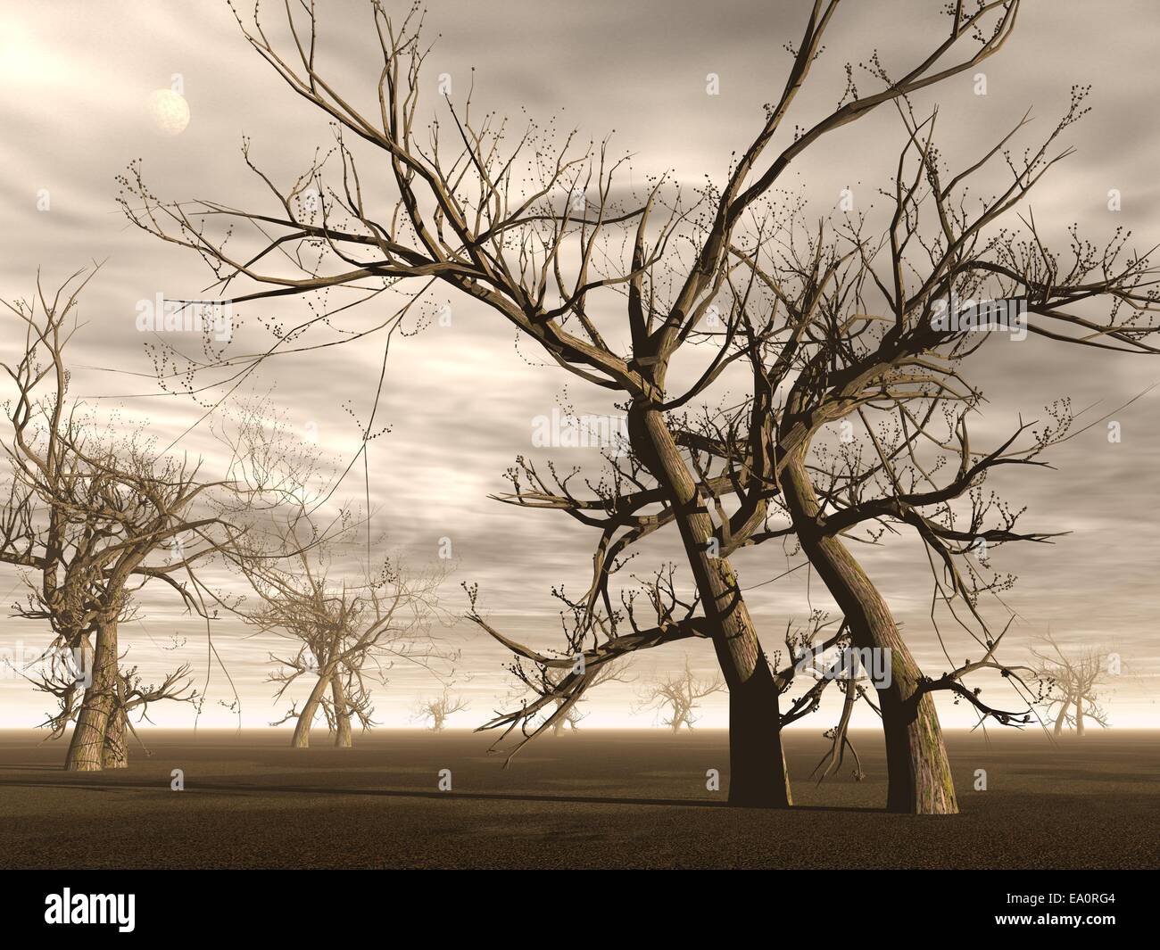 Dead trees - 3D render Stock Photo - Alamy