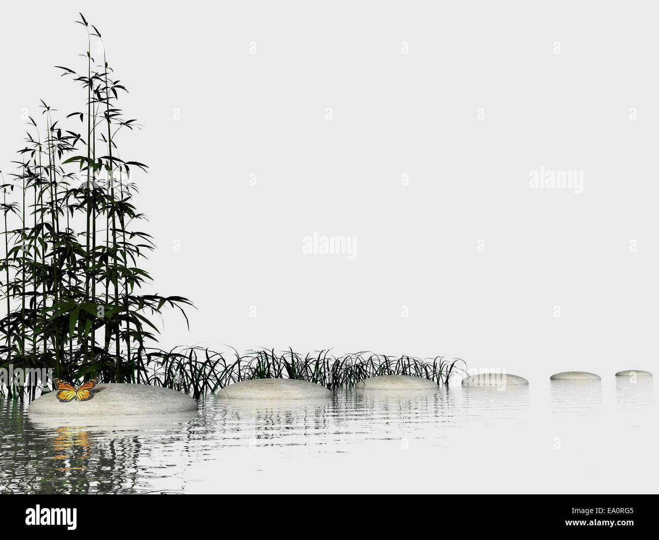 Zen steps - 3D render Stock Photo - Alamy