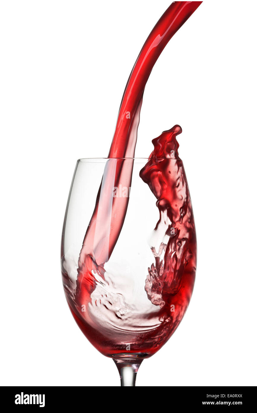 Splash of wine in glass isolated on white Stock Photo - Alamy
