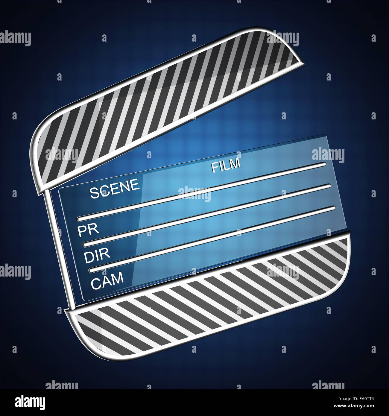 cinema clap on blue background Stock Photo - Alamy
