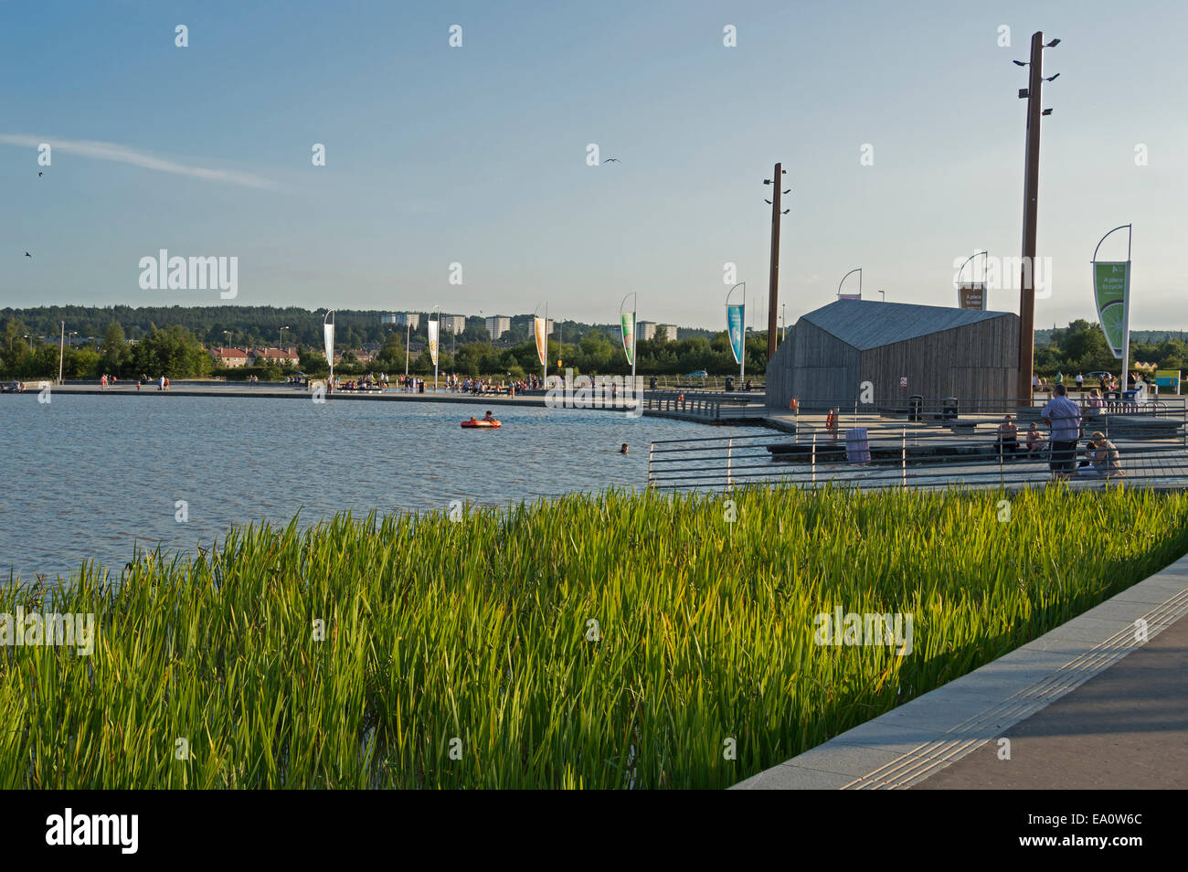 Helix Park, pond, lake, Falkirk, Grangemouth, Scotland, UK Stock Photo ...