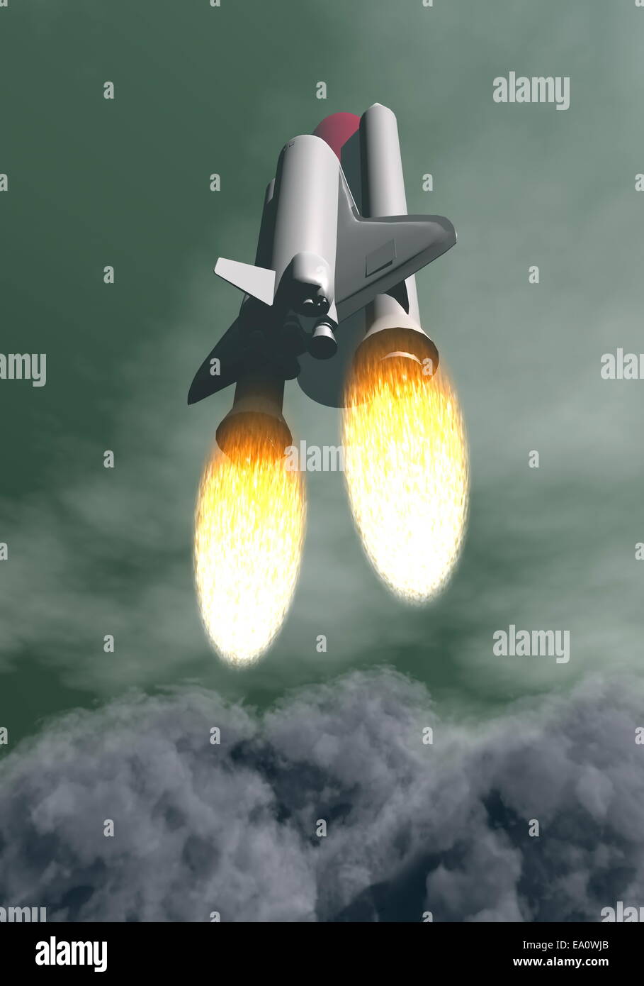 Shuttle taking off - 3D render Stock Photo - Alamy