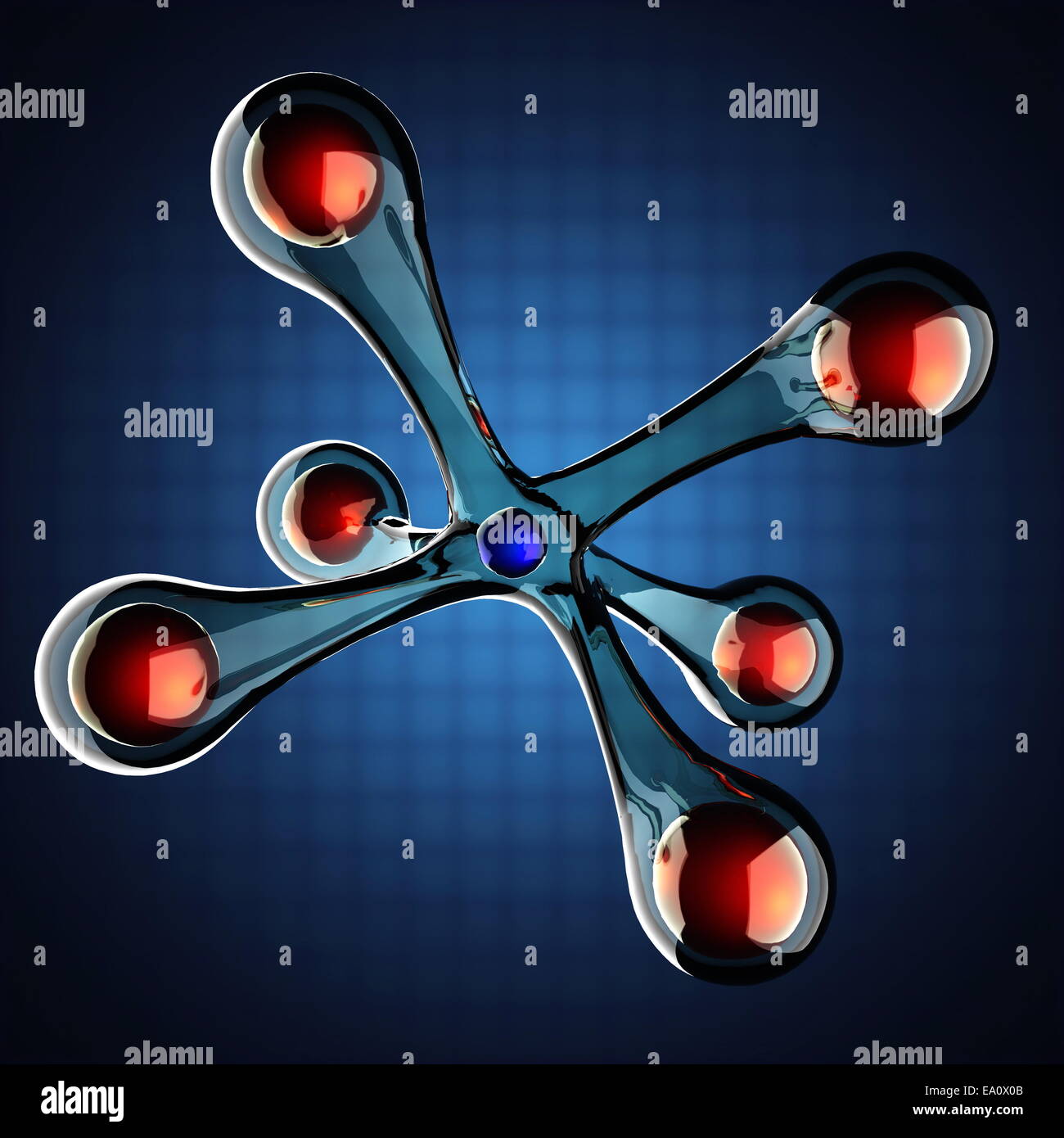 Atom model on blue background Stock Photo - Alamy