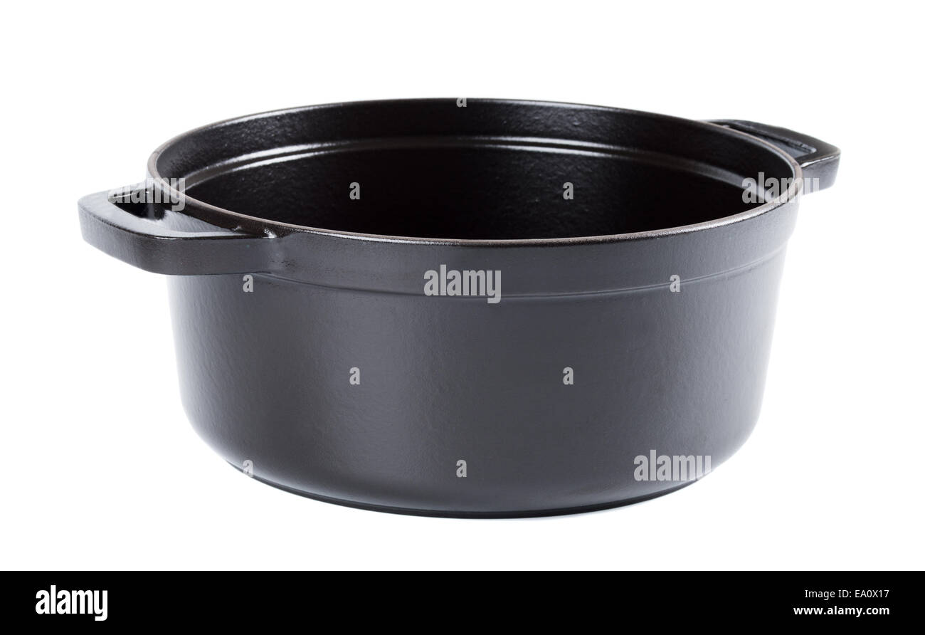 Iron cast pot isolated close up Stock Photo - Alamy