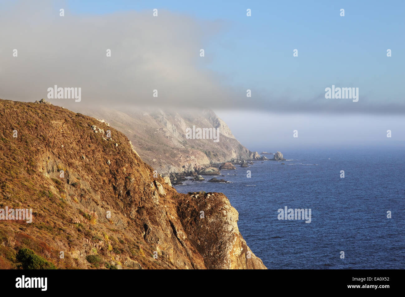 Pacific ocean and morning fog Stock Photo - Alamy