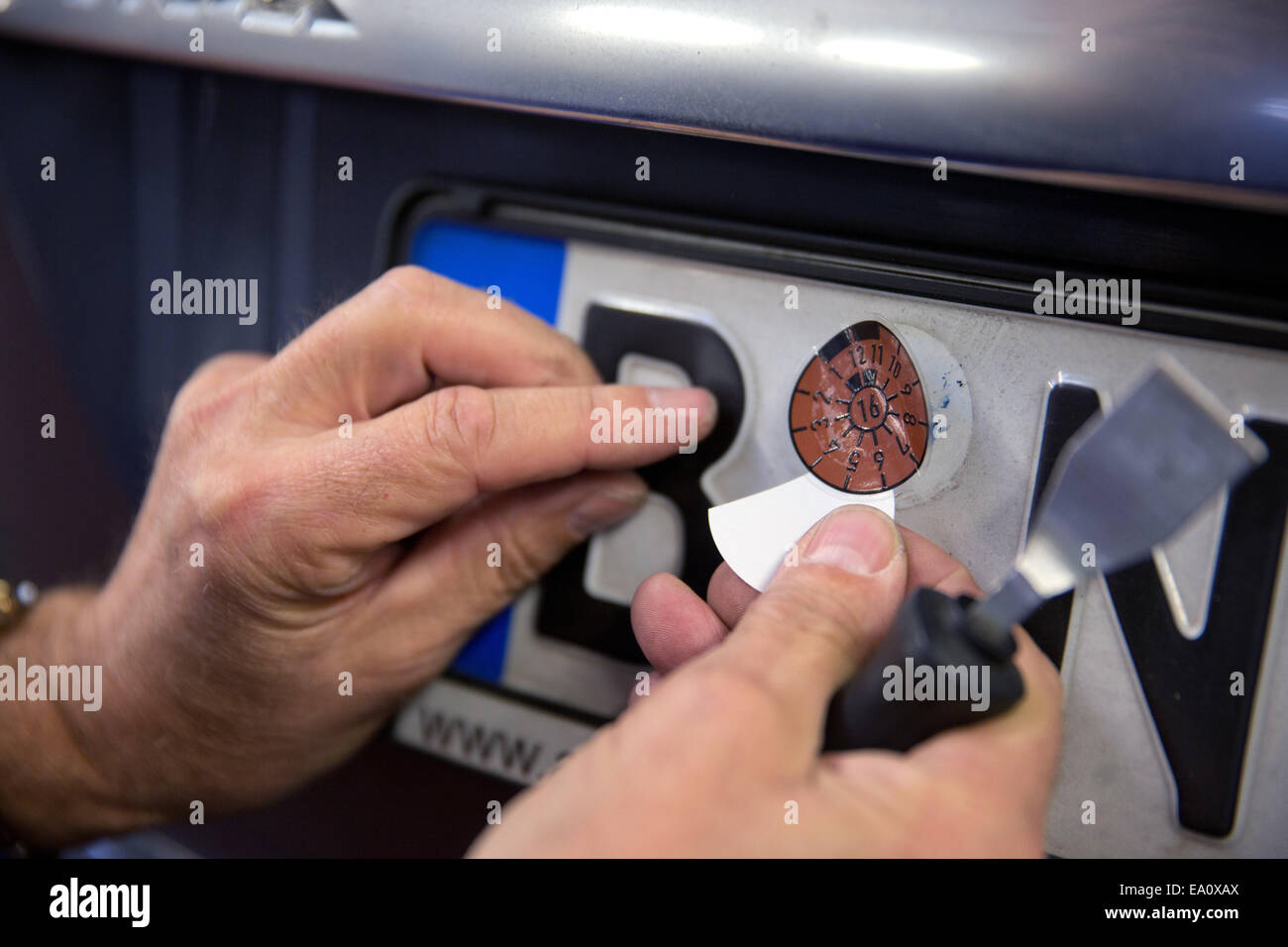 Car inspection sticker hi-res stock photography and images - Alamy
