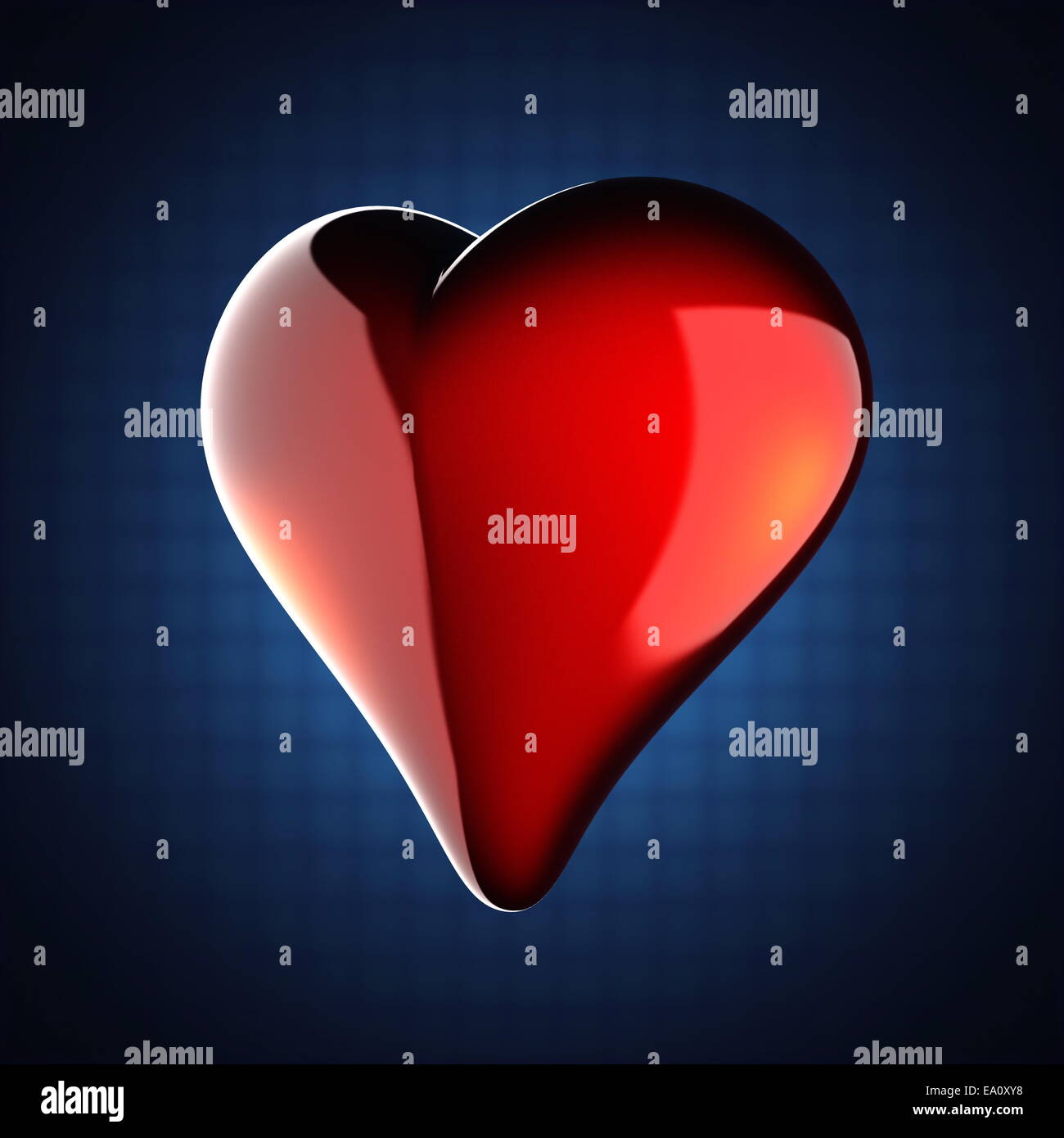 red heart on blue background Stock Photo - Alamy