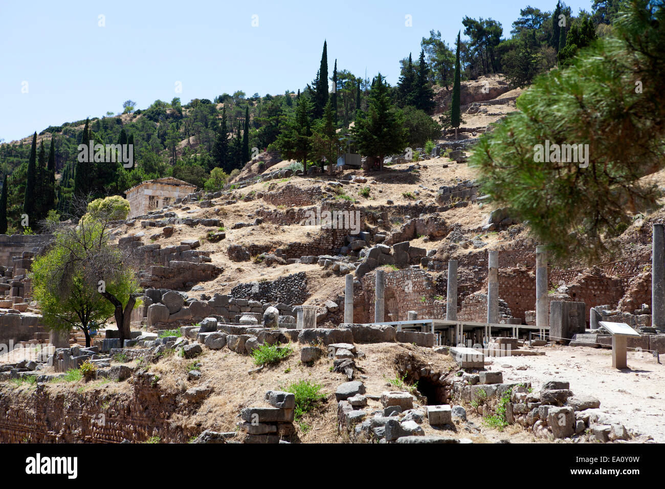 Delphi ancient ruins and Apollo temple Stock Photo - Alamy